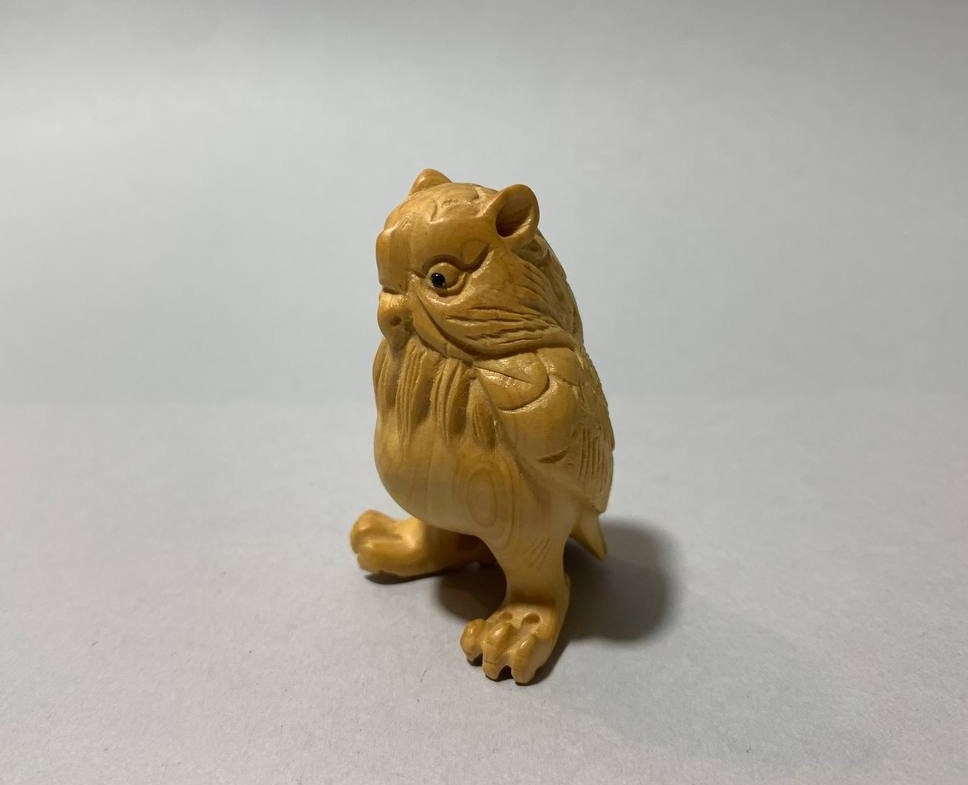 Unique Netsuke Owl, Handmade Netsuke, Hand Carved Netsuke, Netsuke...