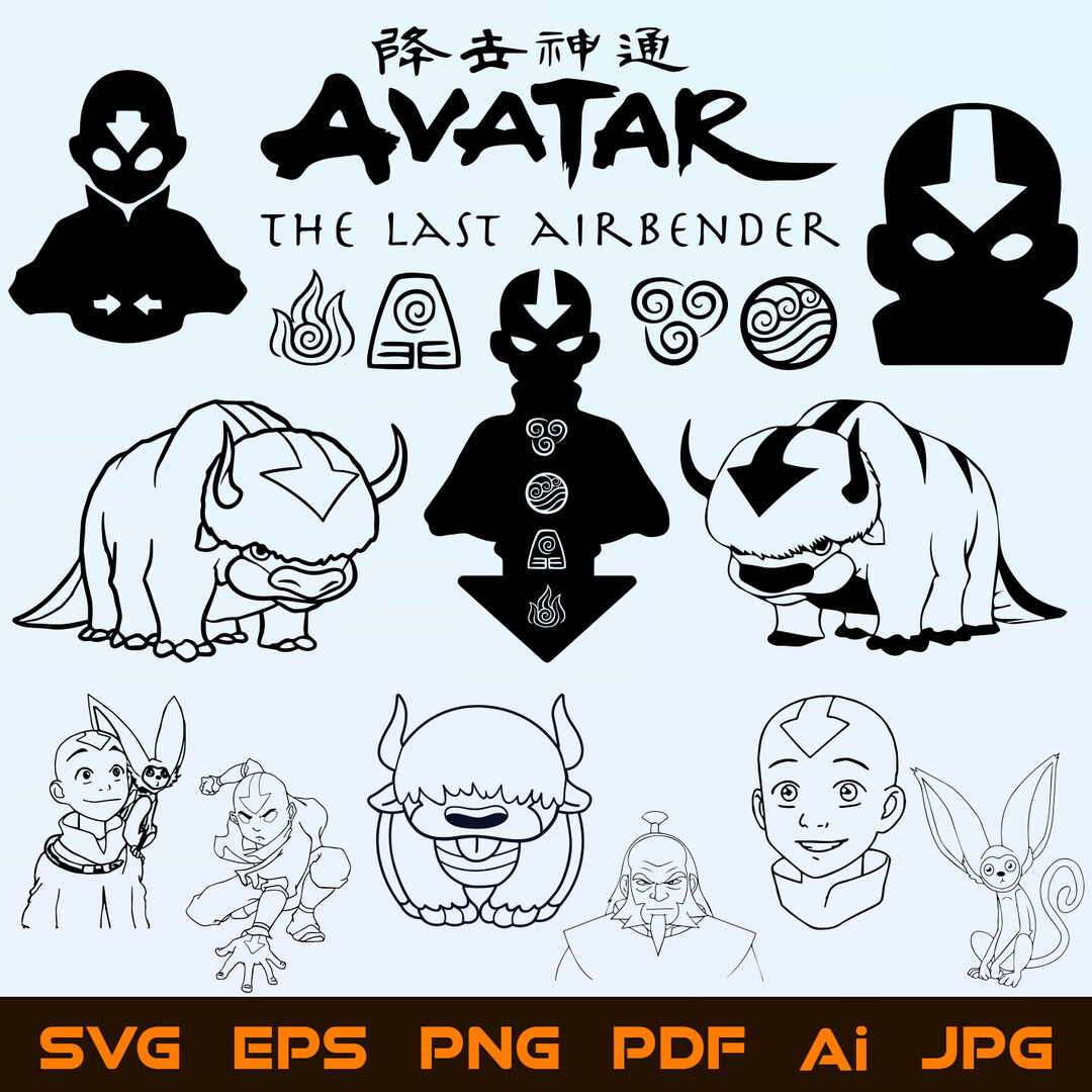 16 Avatar The Last Airbender Svg Aang Appa Momo Files For Cut...