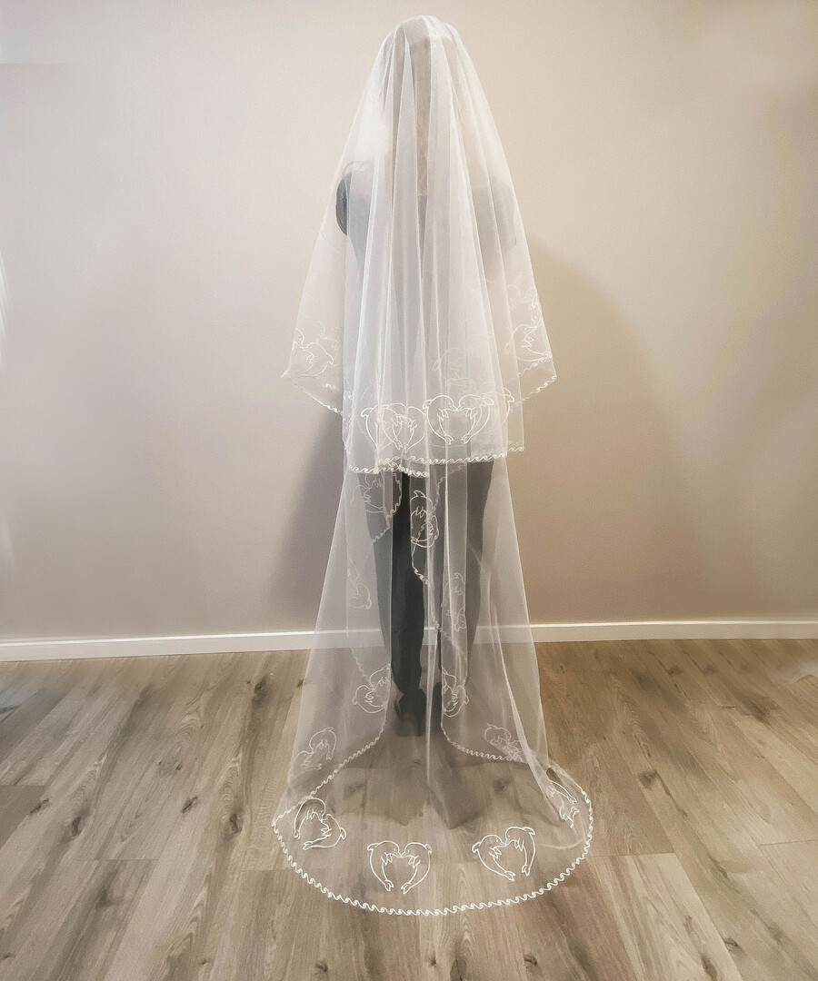 Beach veil lace dolphin Beach wedding veil Sea wedding veil Beach...