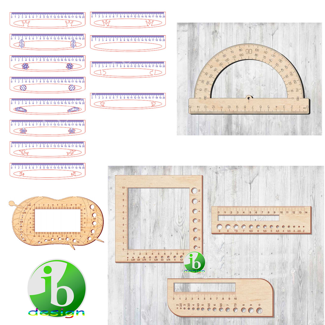SVG Digital Files School rulers, set of 25 rulers, knitting rulers,...