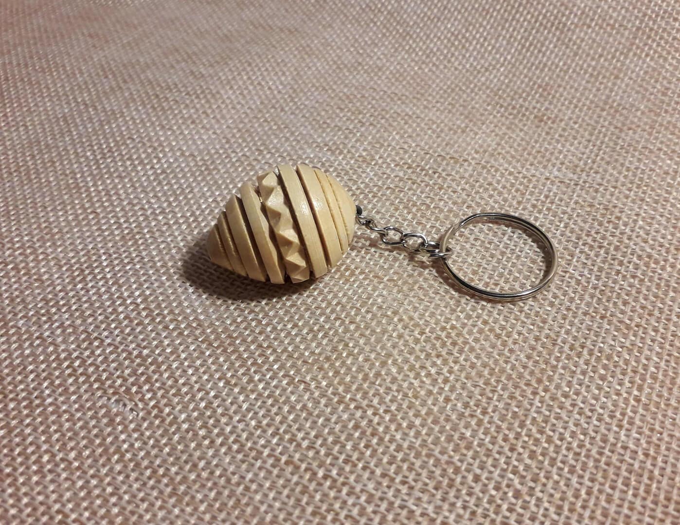 Set of 5 Keychains Small Ukrainian Carved Wooden Easter Eggs for a...