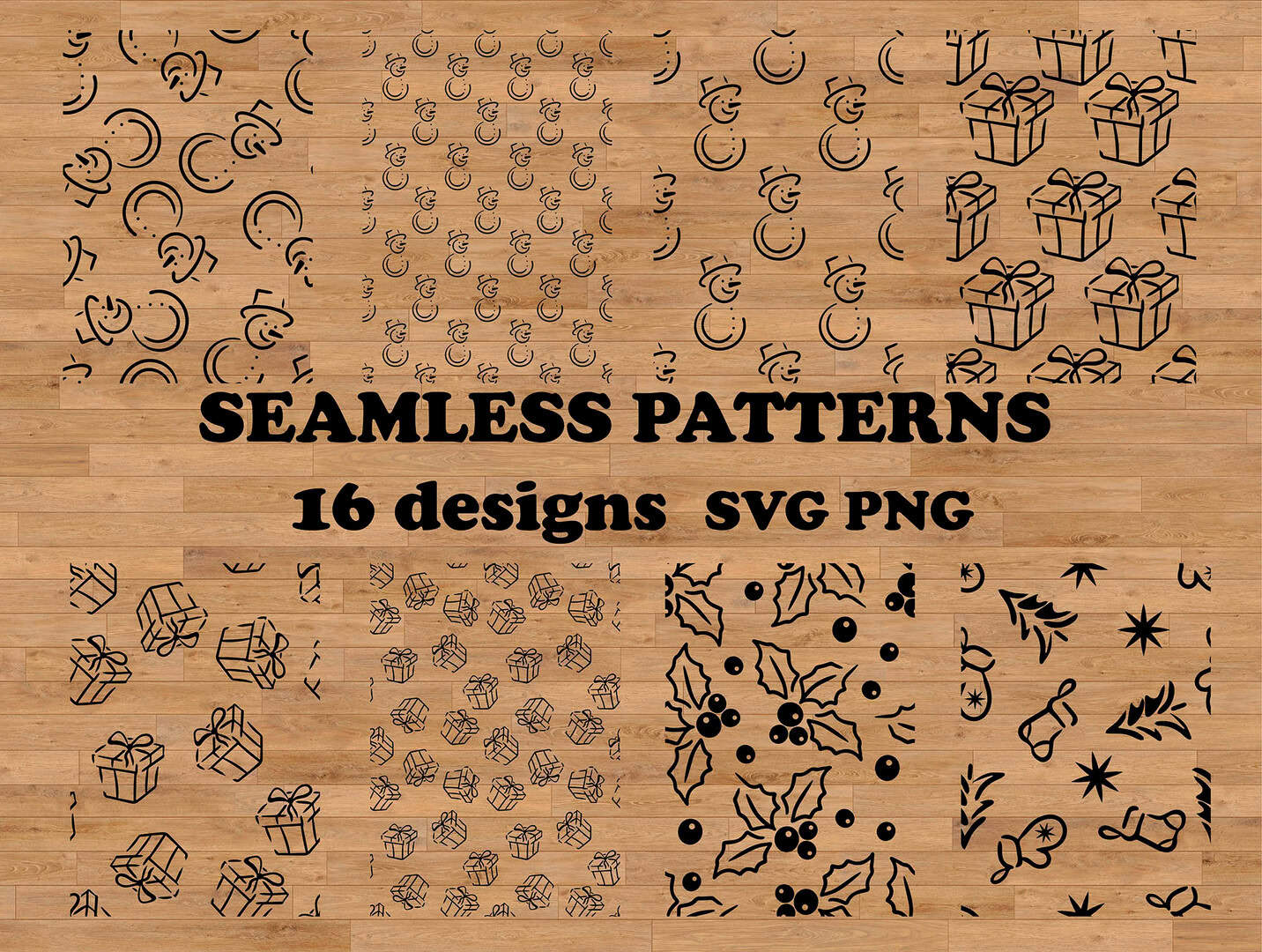 Seamless Christmas patterns svg, set of 16 pcs, Seamless Pattern...