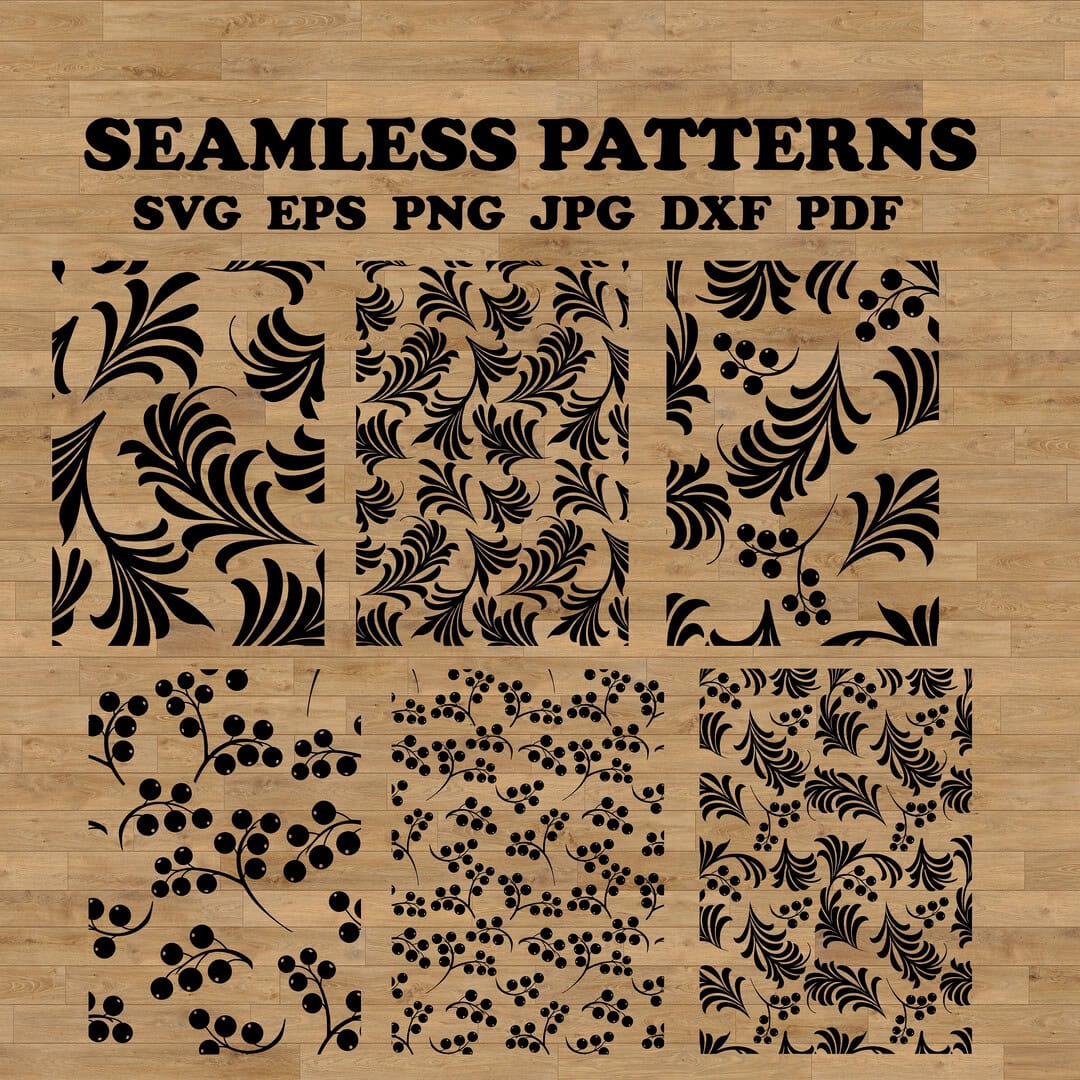 Western seamless svg berry leaves, leaves seamless svg, Berry...