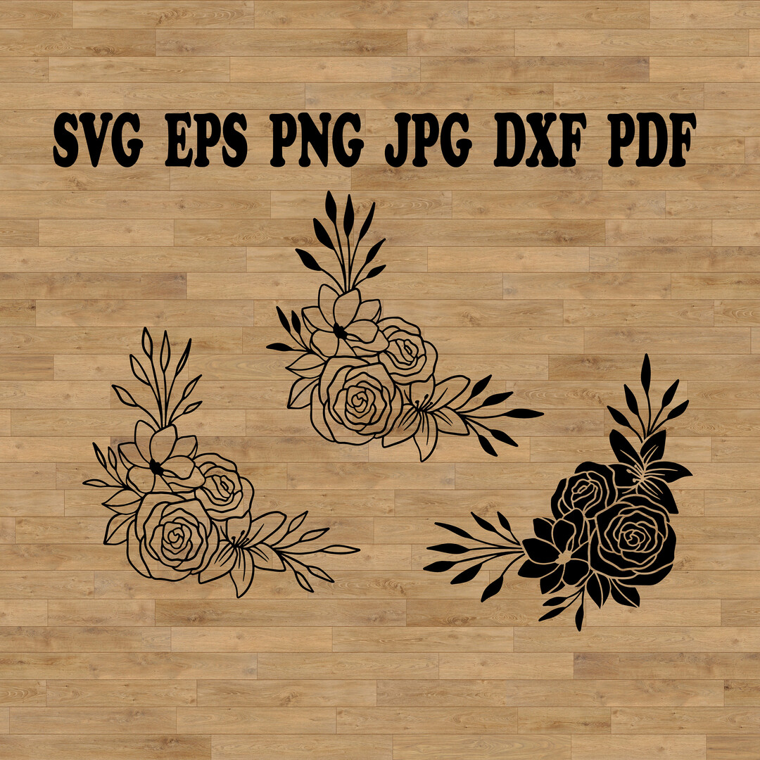 Bouquet svg, corner flowers Svg, beauty design svg, floral border...